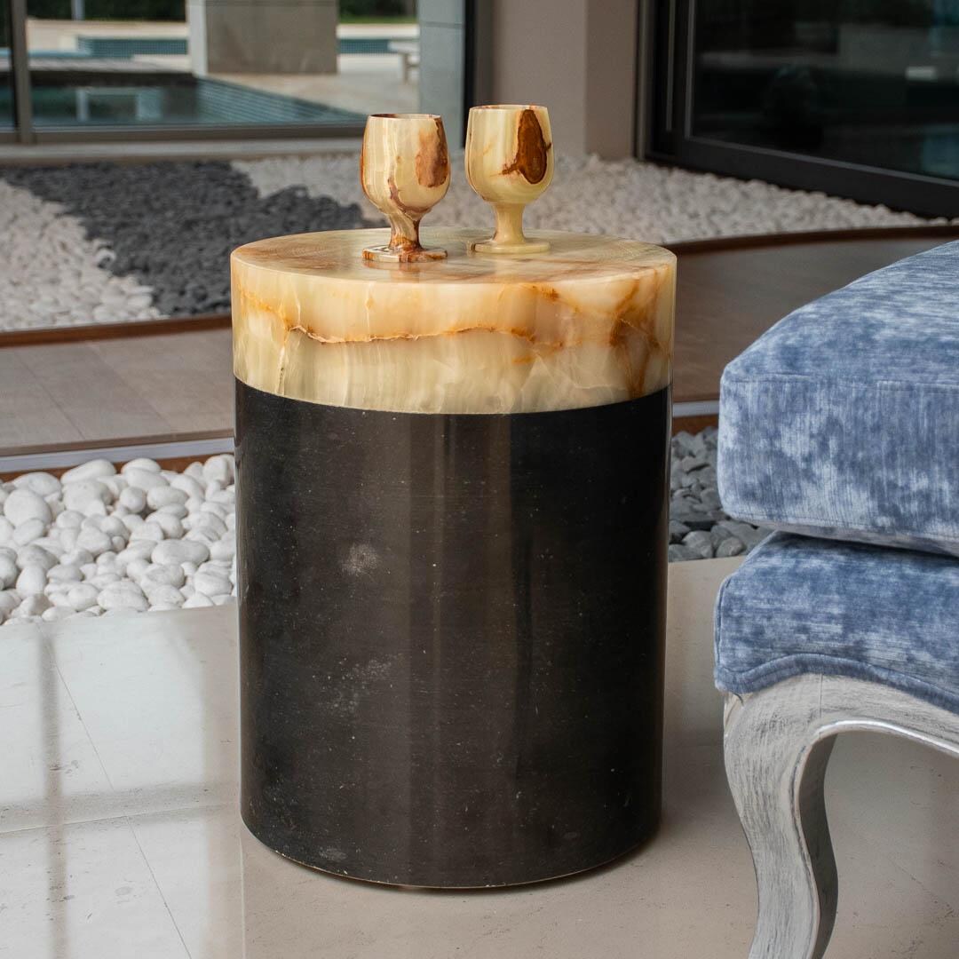 Black Marble Bedside Table - Natural Stone End Side Table for Living ...