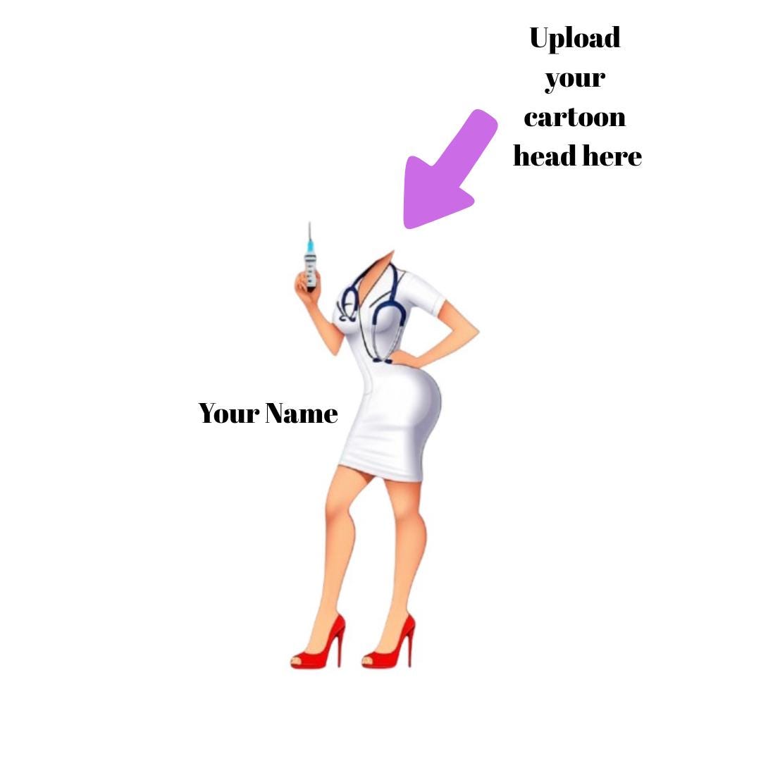Funny Nurse Cartoon Portrait – Custom Digital Poster – Personalized ...