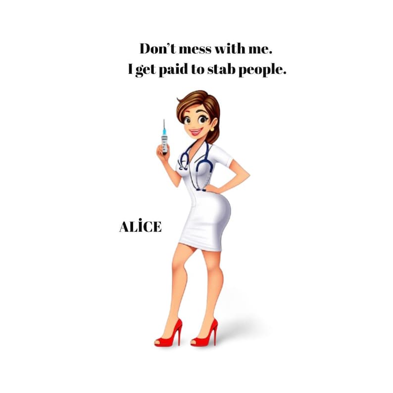 Funny Nurse Cartoon Portrait – Custom Digital Poster – Personalized ...