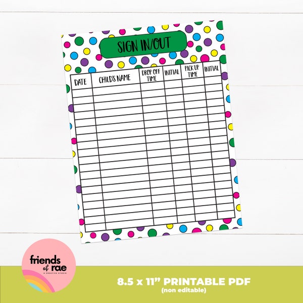 Attendance Signin - Etsy