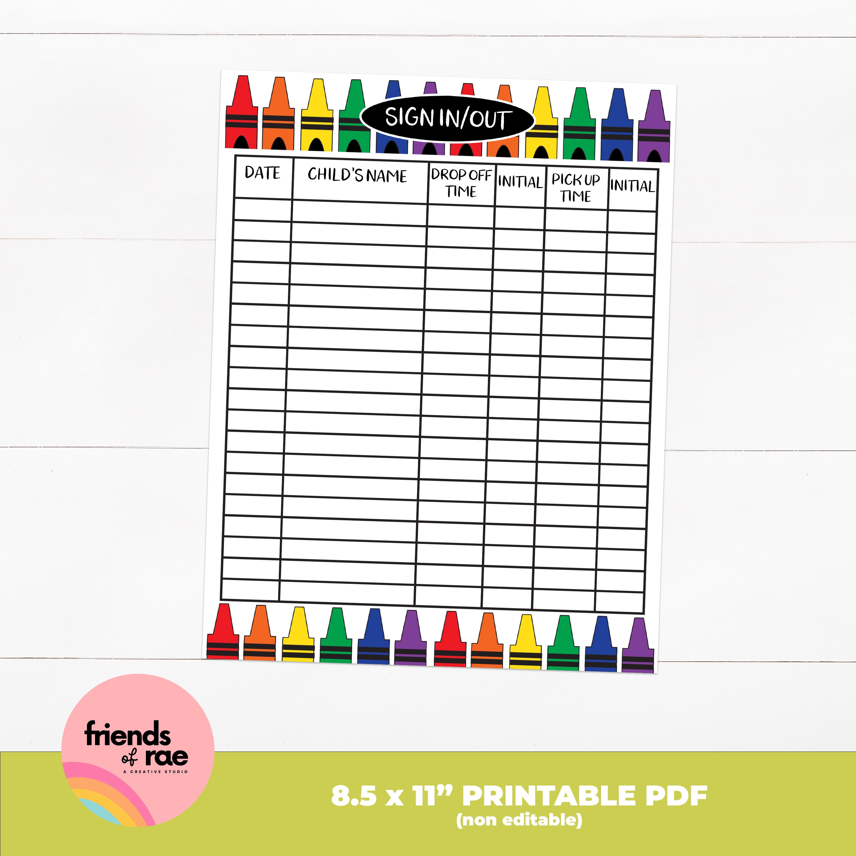 Vibrant Crayon Magic: Crayon Daycare Sign-in Sheet Fun - Etsy