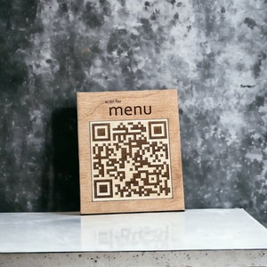 Custom QR Code Table Sign, QR Code Menu, QR Code Menu Sign, Wooden Qr Cod Sign - Etsy