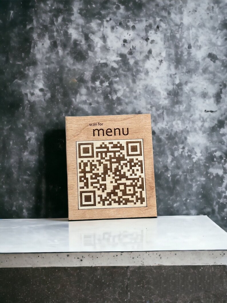 Custom QR Code Table Sign, QR Code Menu, QR Code Menu Sign, Wooden Qr ...