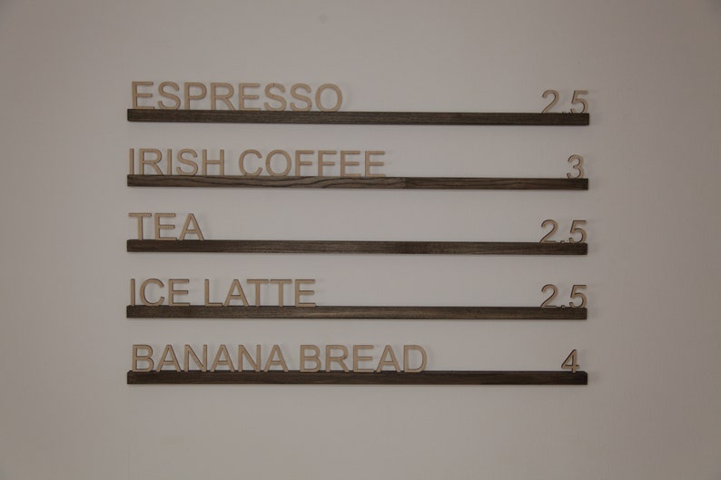 Wall Mounted Menu Rails, Cafe Wall Menu, Changeabe Letter Board ...