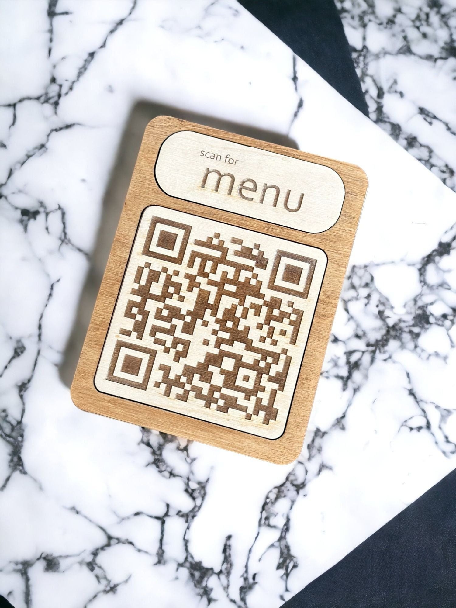 Custom QR Code Table Sign, QR Code Menu, QR Code Menu Sign, Wooden Qr ...