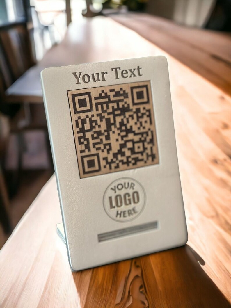Custom QR Code Table Sign, QR Code Menu, QR Code Menu Sign, Wooden Qr ...