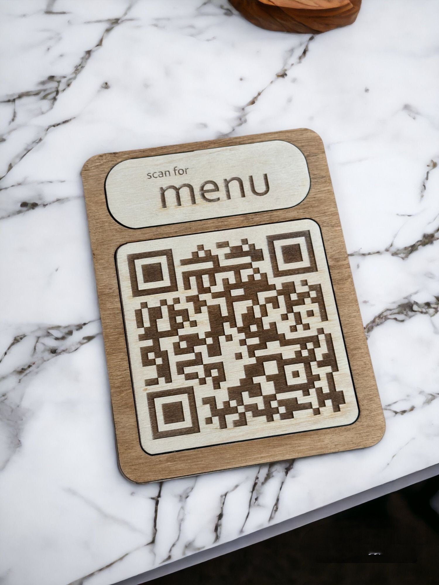 Custom QR Code Table Sign, QR Code Menu, QR Code Menu Sign, Wooden Qr ...