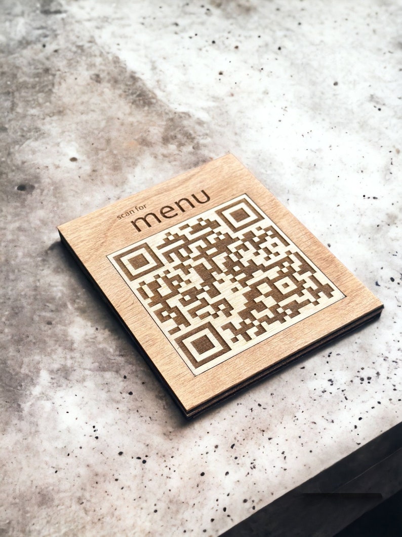 Custom QR Code Table Sign, QR Code Menu, QR Code Menu Sign, Wooden Qr ...