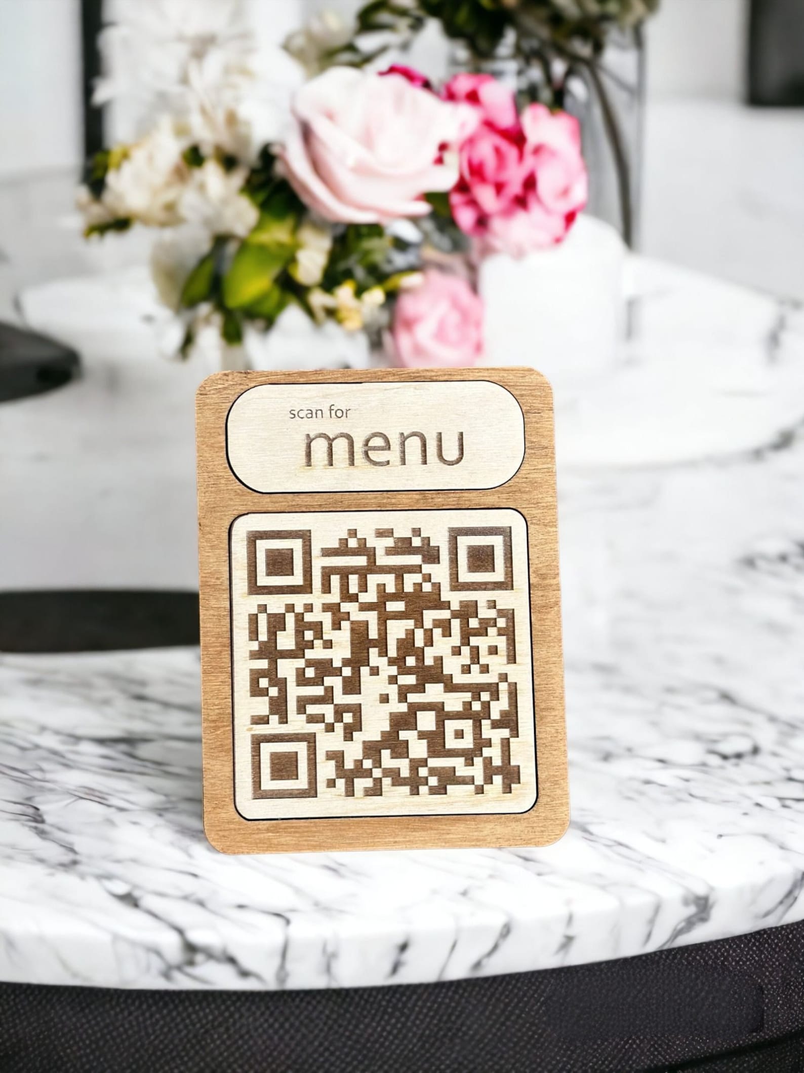 Custom QR Code Table Sign, QR Code Menu, QR Code Menu Sign, Wooden Qr ...