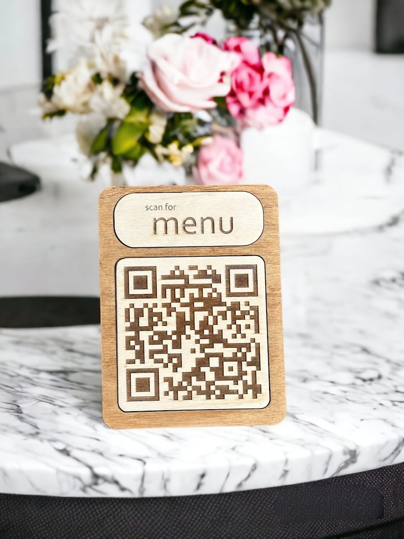 Custom QR Code Table Sign, QR Code Menu, QR Code Menu Sign, Wooden Qr Cod Sign - Etsy