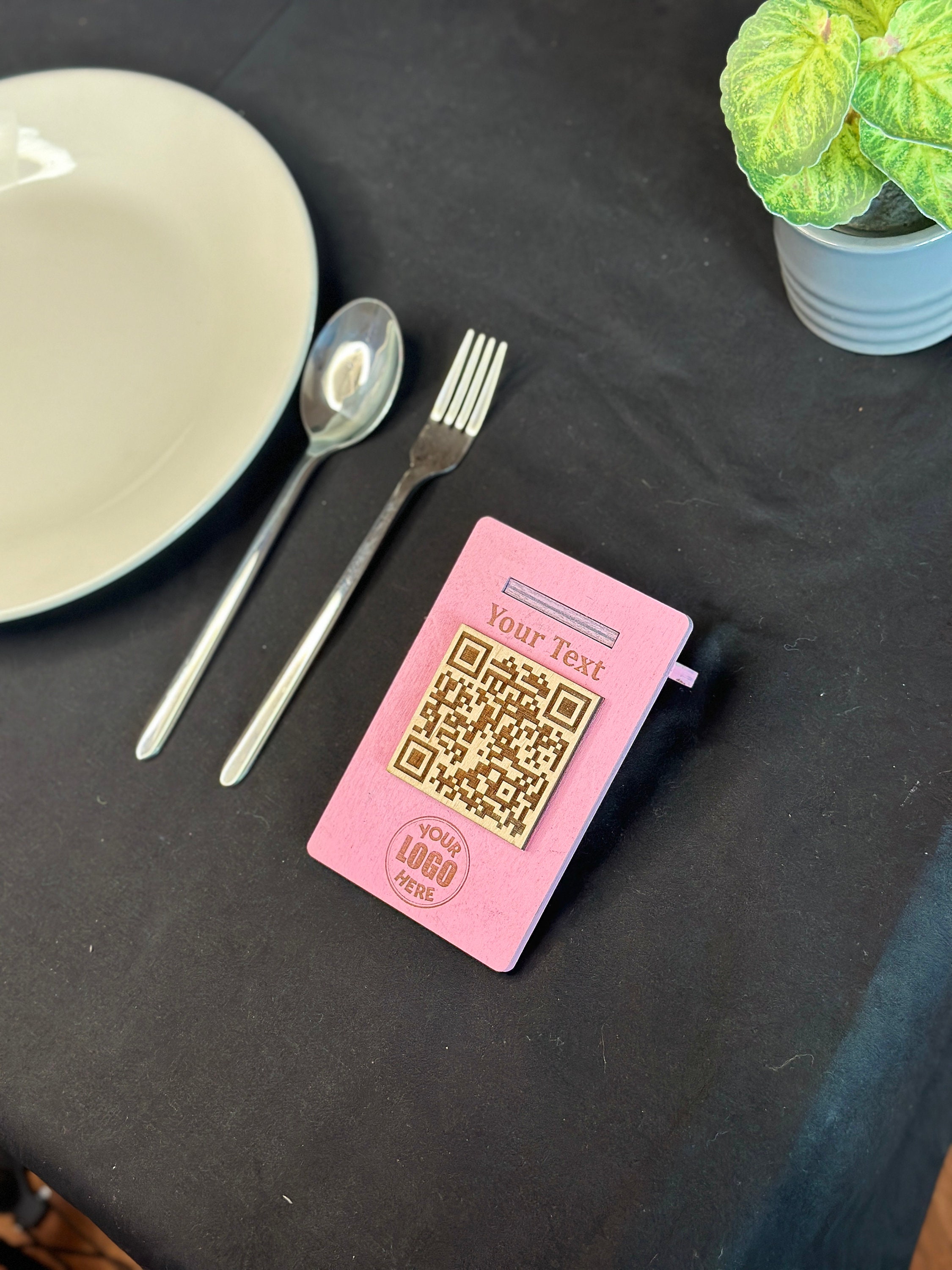 Custom QR Code Table Sign, QR Code Menu, QR Code Menu Sign, Wooden Qr ...