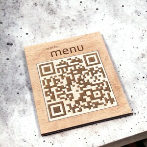 Custom QR Code Table Sign, QR Code Menu, QR Code Menu Sign, Wooden Qr ...