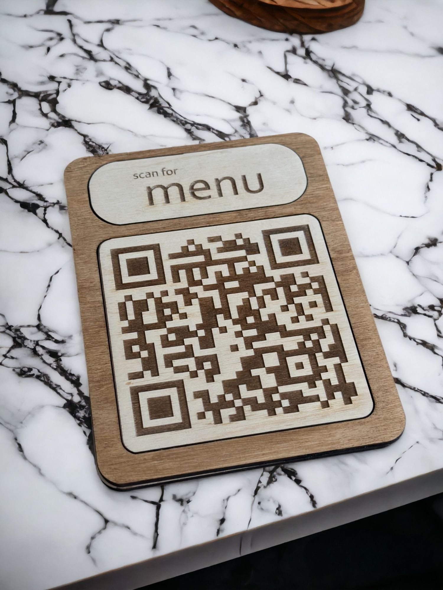 Custom QR Code Table Sign, QR Code Menu, QR Code Menu Sign, Wooden Qr ...