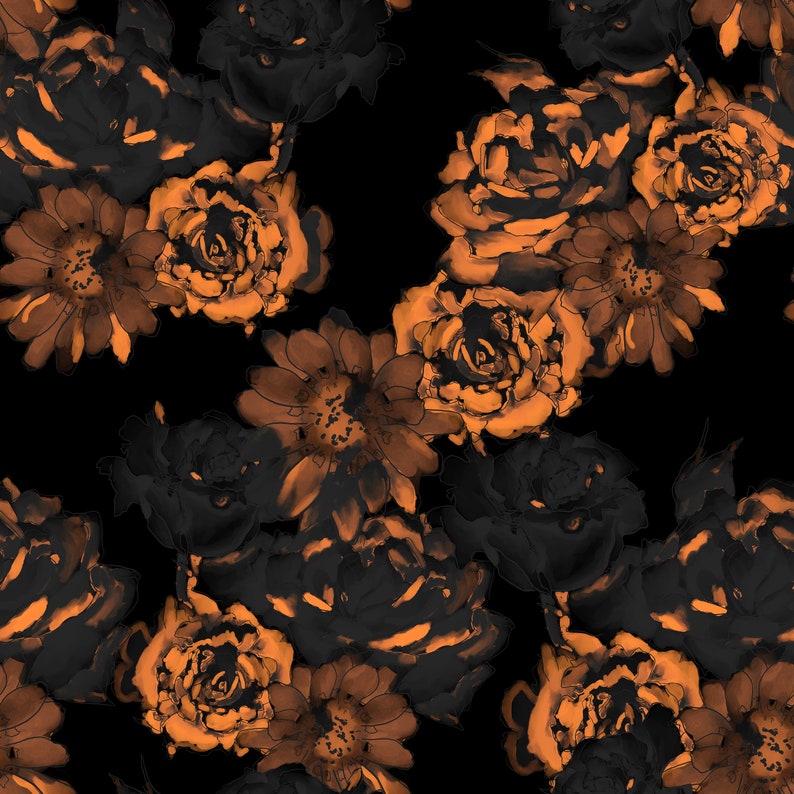 Copper Flowers, Artwork, Framed, Digital Painting - Etsy