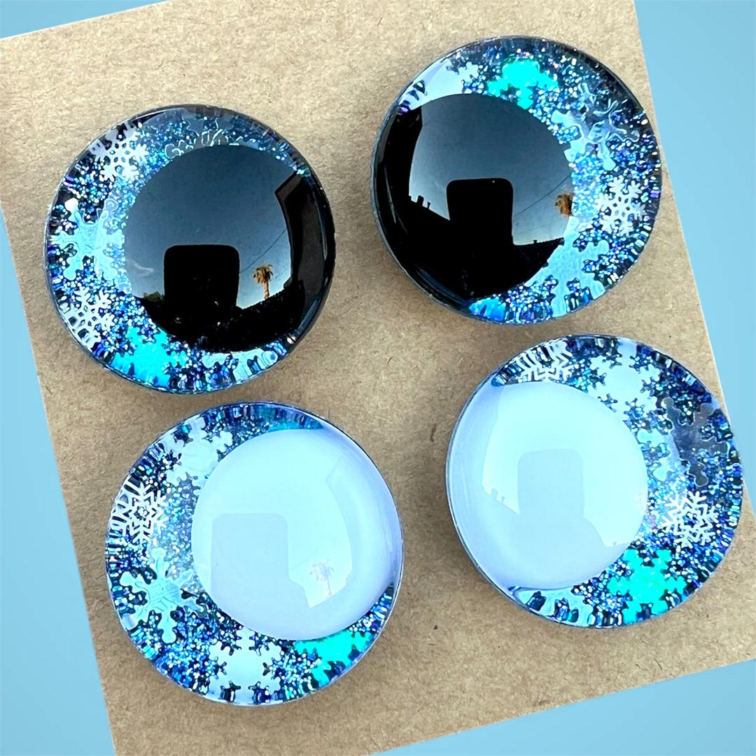 Snowflake Glitter Safety Eyes | Christmas Holiday Hand-painted Offset ...