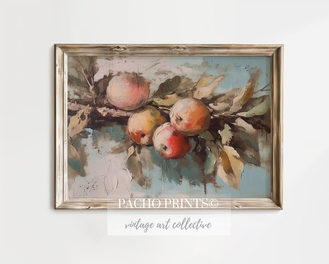 Vintage Apple Tree Print Rustic Farmhouse Kitchen Decor Painting ...