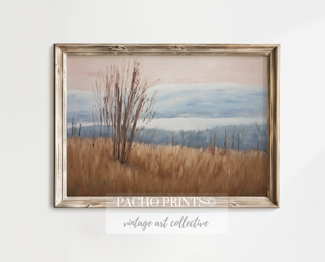Vintage Farmhouse Wall Decor Landscape Painting Country Art Print Pacho ...