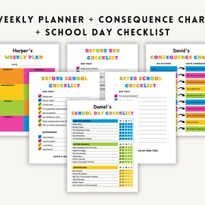 Editable Kids Chore Chart Bundle, Daily Routine Checklist, Reward ...