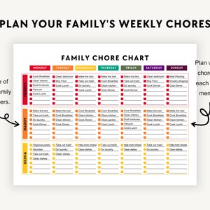 Editable Family Chore Chart, Multiple Kids Responsibility Checklist ...