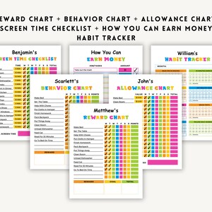 Editable Kids Chore Chart Bundle, Daily Routine Checklist, Reward ...