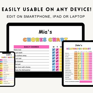 Editable Kids Chore Chart Bundle, Daily Routine Checklist, Reward ...