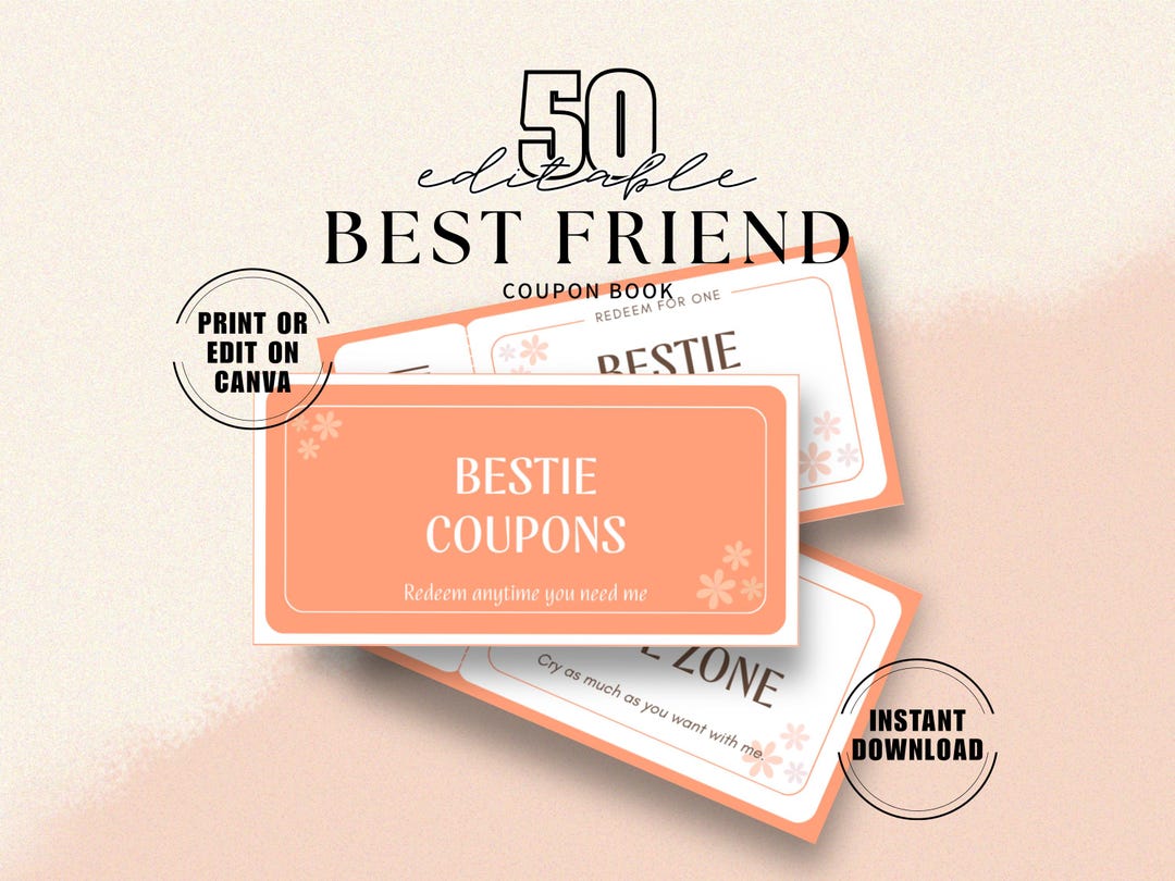 Editable Best Friend Coupons, Printable BFF Coupon Book, Galentines Day ...