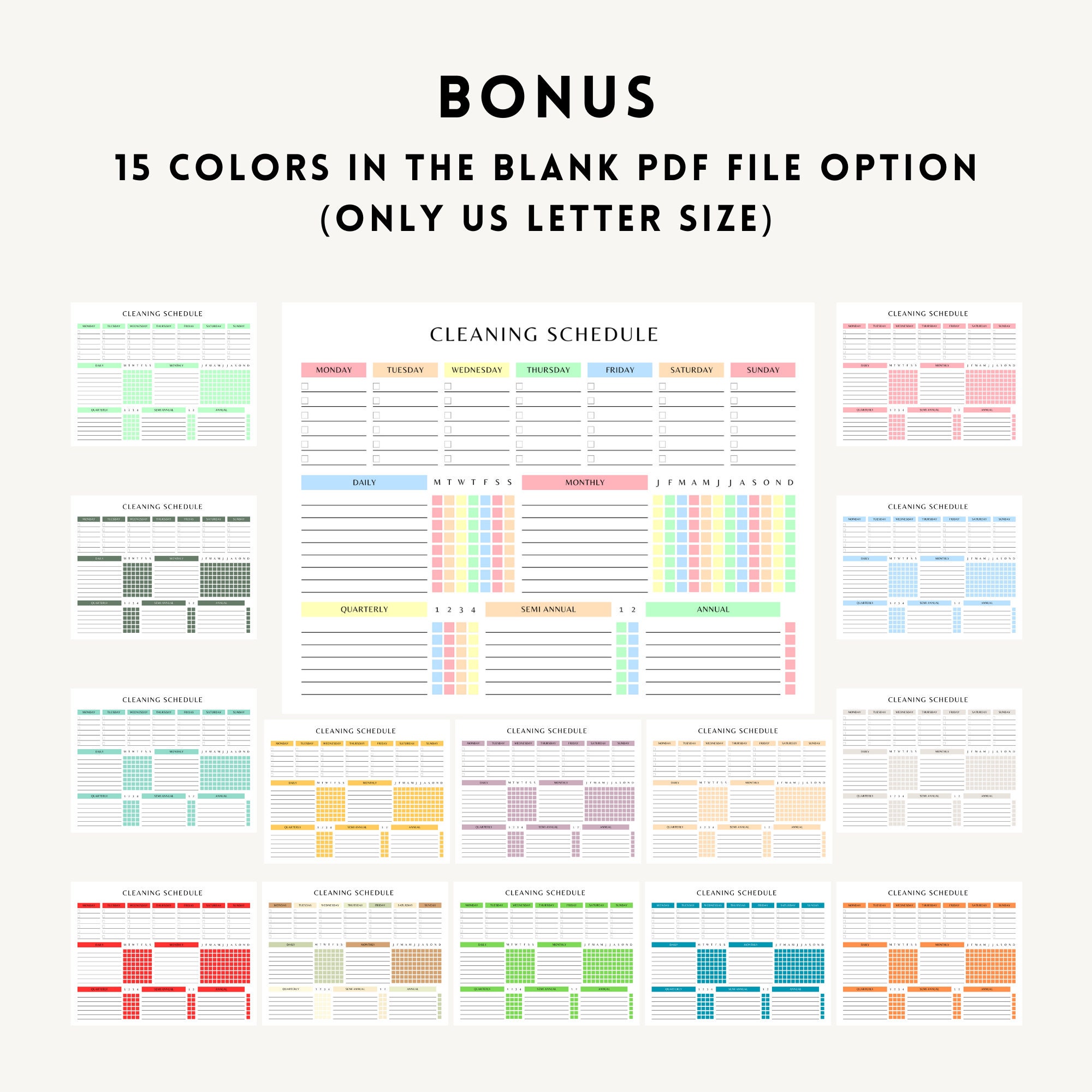Daily, Weekly, Monthly Cleaning Schedule Printable, EDITABLE Deep Clean ...