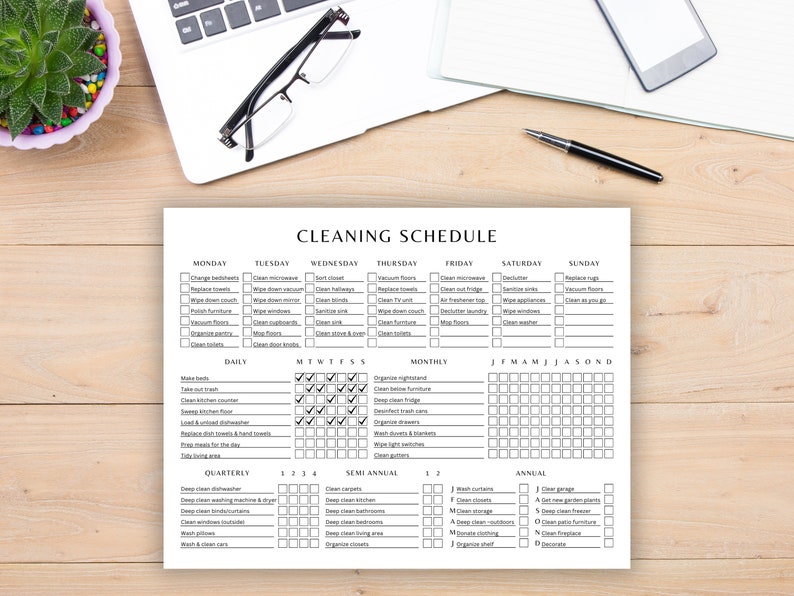Minimalist Cleaning Checklist Printable, Simple EDITABLE Cleaning ...