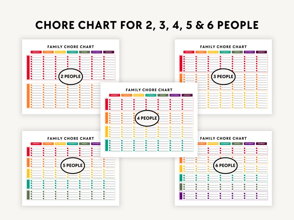Editable Family Chore Chart, Multiple Kids Responsibility Checklist ...