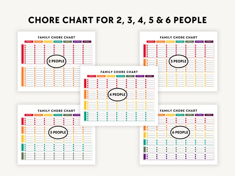 Editable Family Chore Chart, Multiple Kids Responsibility Checklist ...