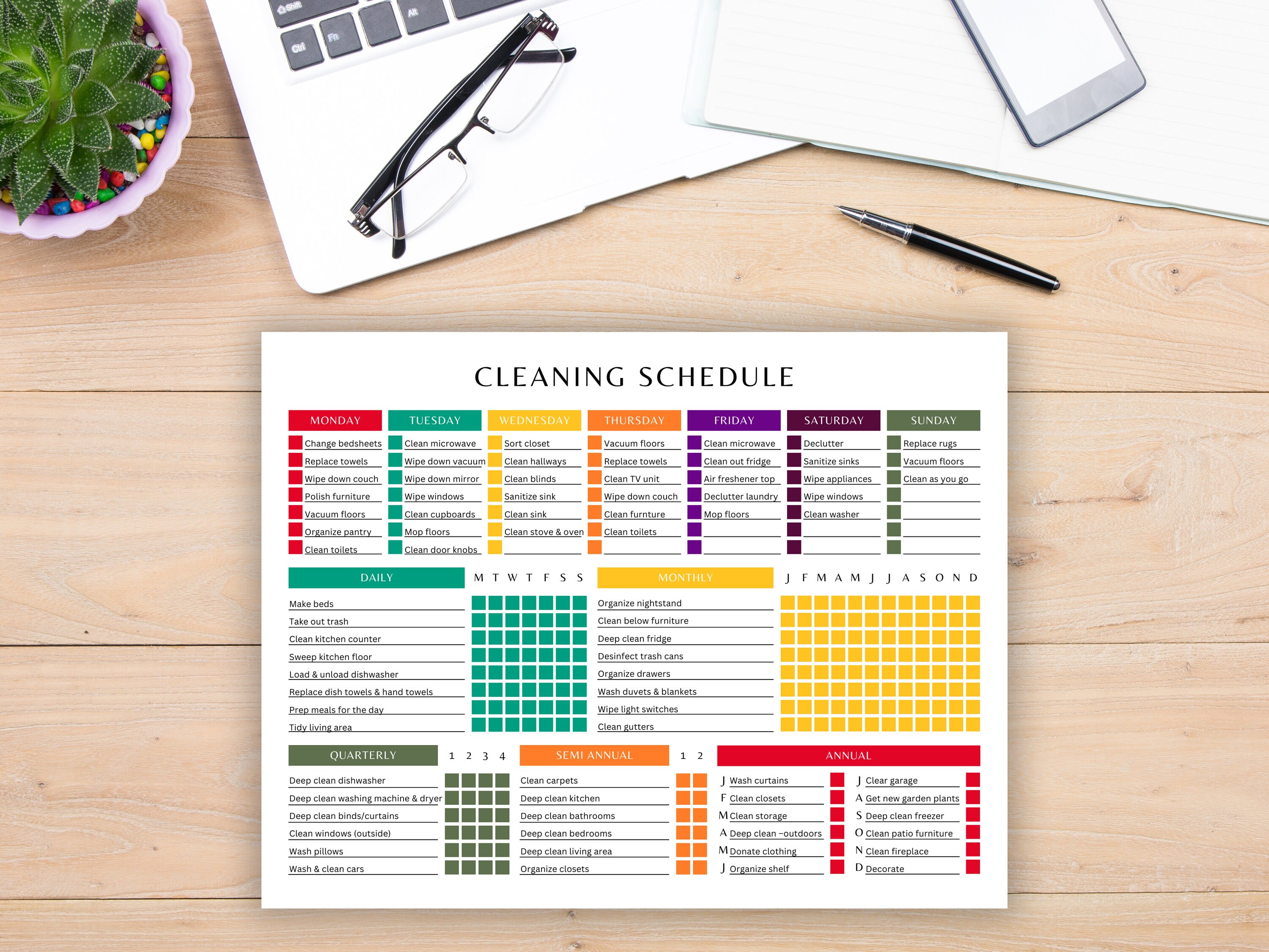 Printable House Cleaning Schedule Editable PDF, Household Chore ...