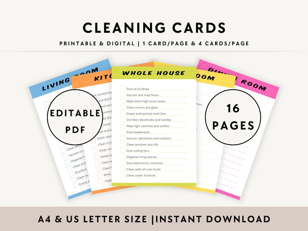 Room Cleaning Checklist, Printable Cleaning Cards, ADHD Family Kids ...