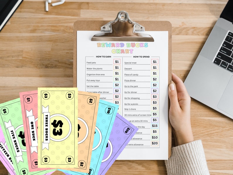 Editable Kids Reward Chart, Printable Mom Bucks, Good Behavior Tracker ...