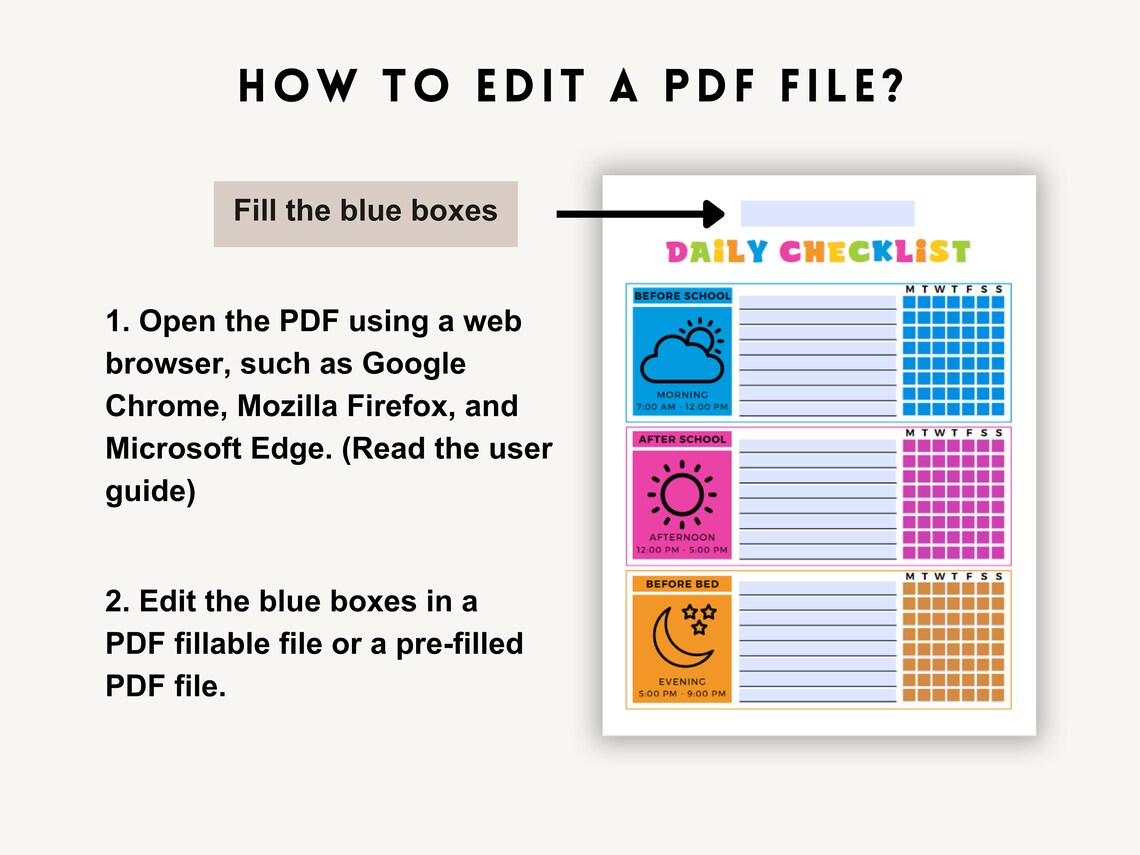 Editable Kids Chore Chart Bundle, Daily Routine Checklist, Reward ...