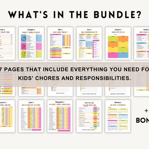 Editable Kids Chore Chart Bundle, Daily Routine Checklist, Reward ...
