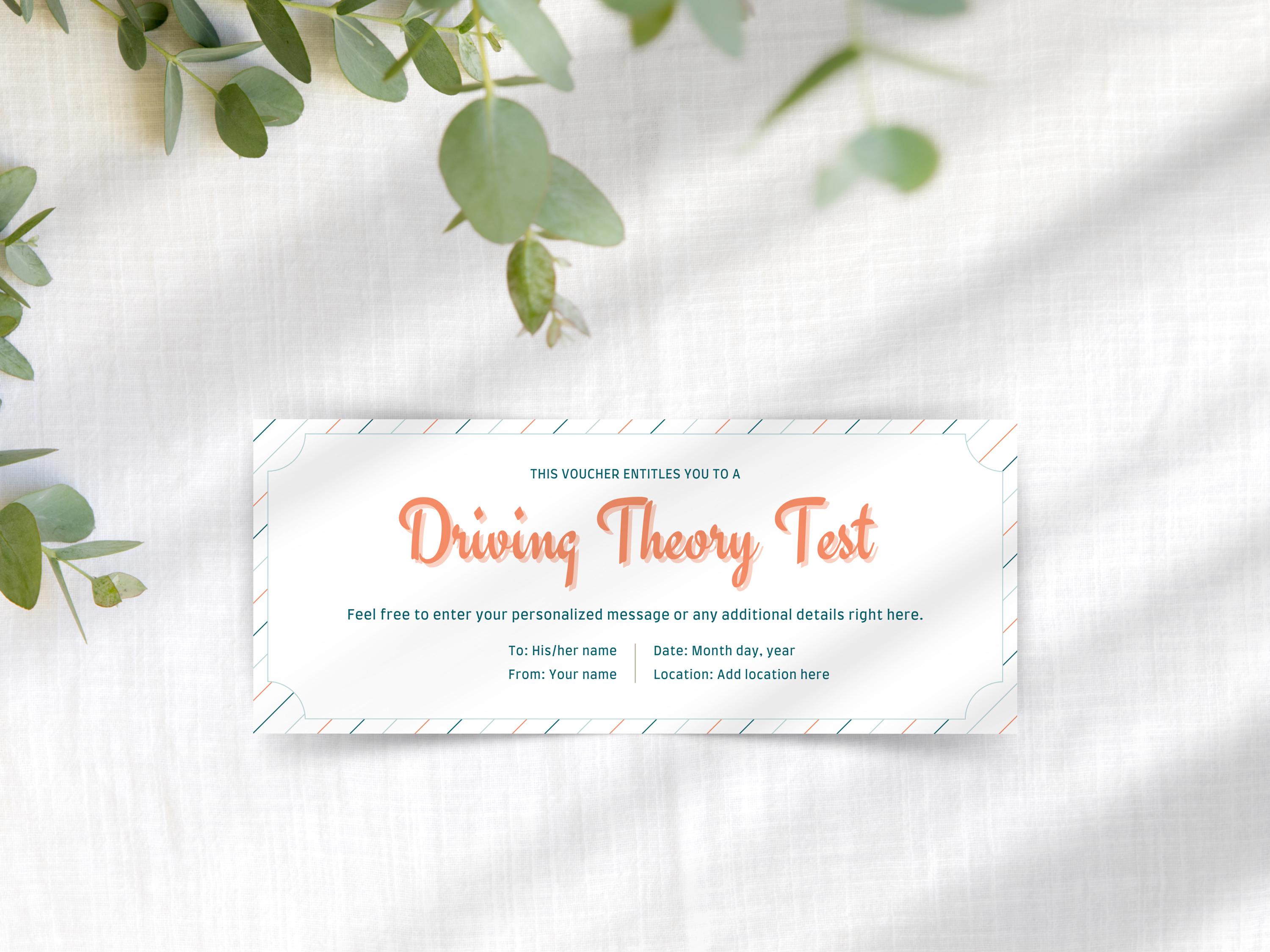 Driving Theory Test Voucher Template | Vouchers for Driving Lessons ...