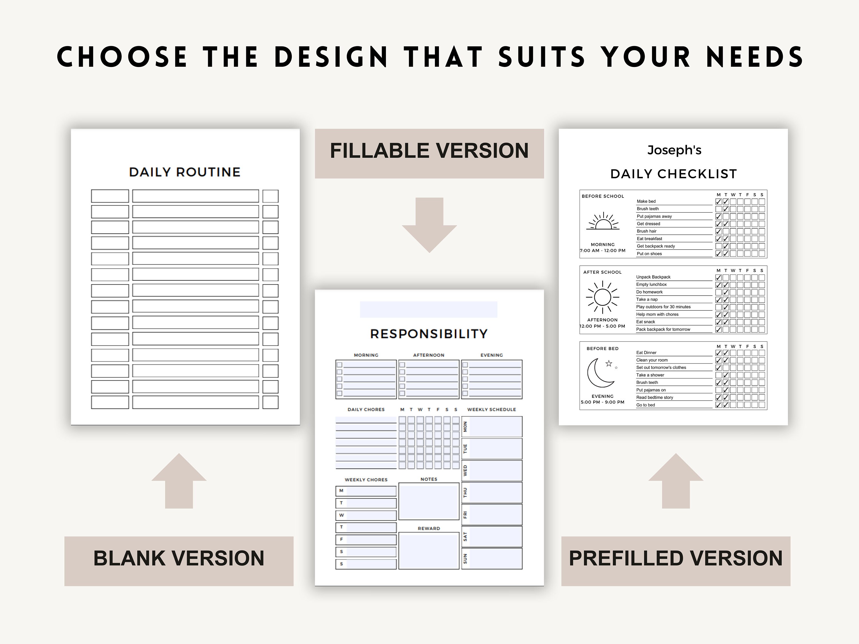 Editable Kids Chore Chart Bundle, Weekly Checklist, Allowance, Reward ...