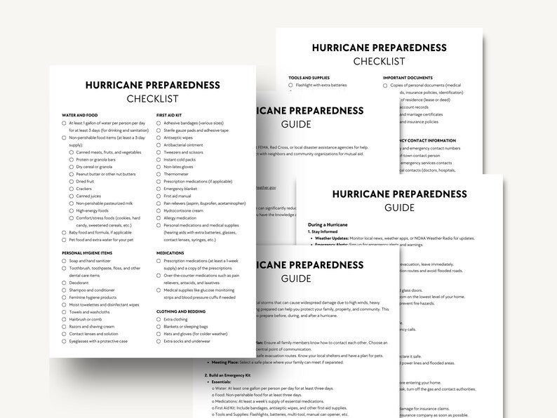 Hurricane Preparedness Checklist PDF, Hurricane Foods Supply List ...