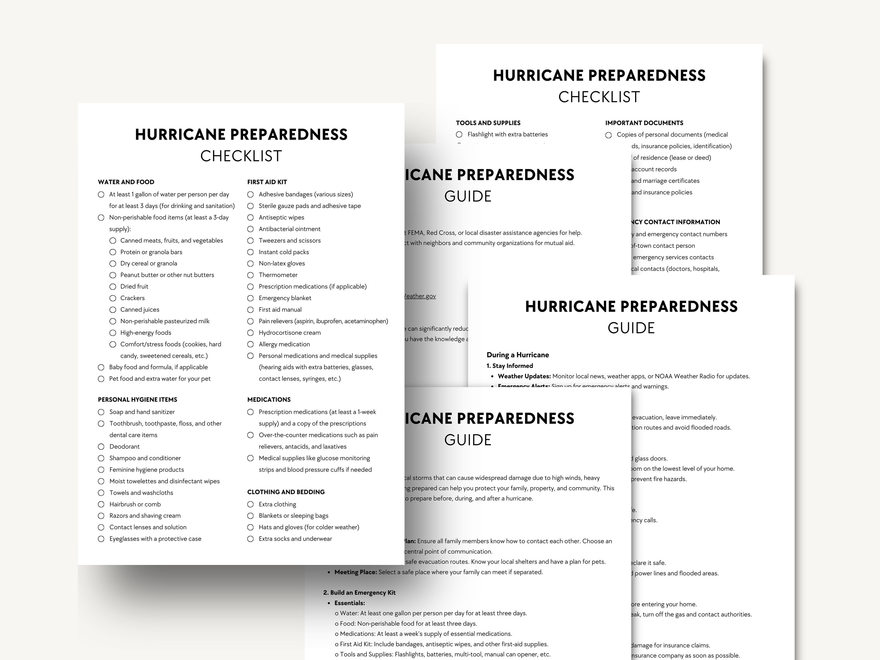 Hurricane Preparedness Checklist PDF, Hurricane Foods Supply List ...