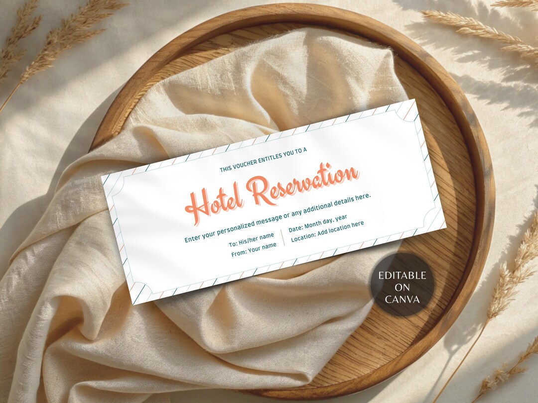 Editable Hotel Voucher | Hotel Reservation Ticket | Night Away Gift ...