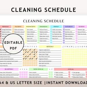 Daily Weekly Monthly Cleaning Schedule, Household Chores List, House ...