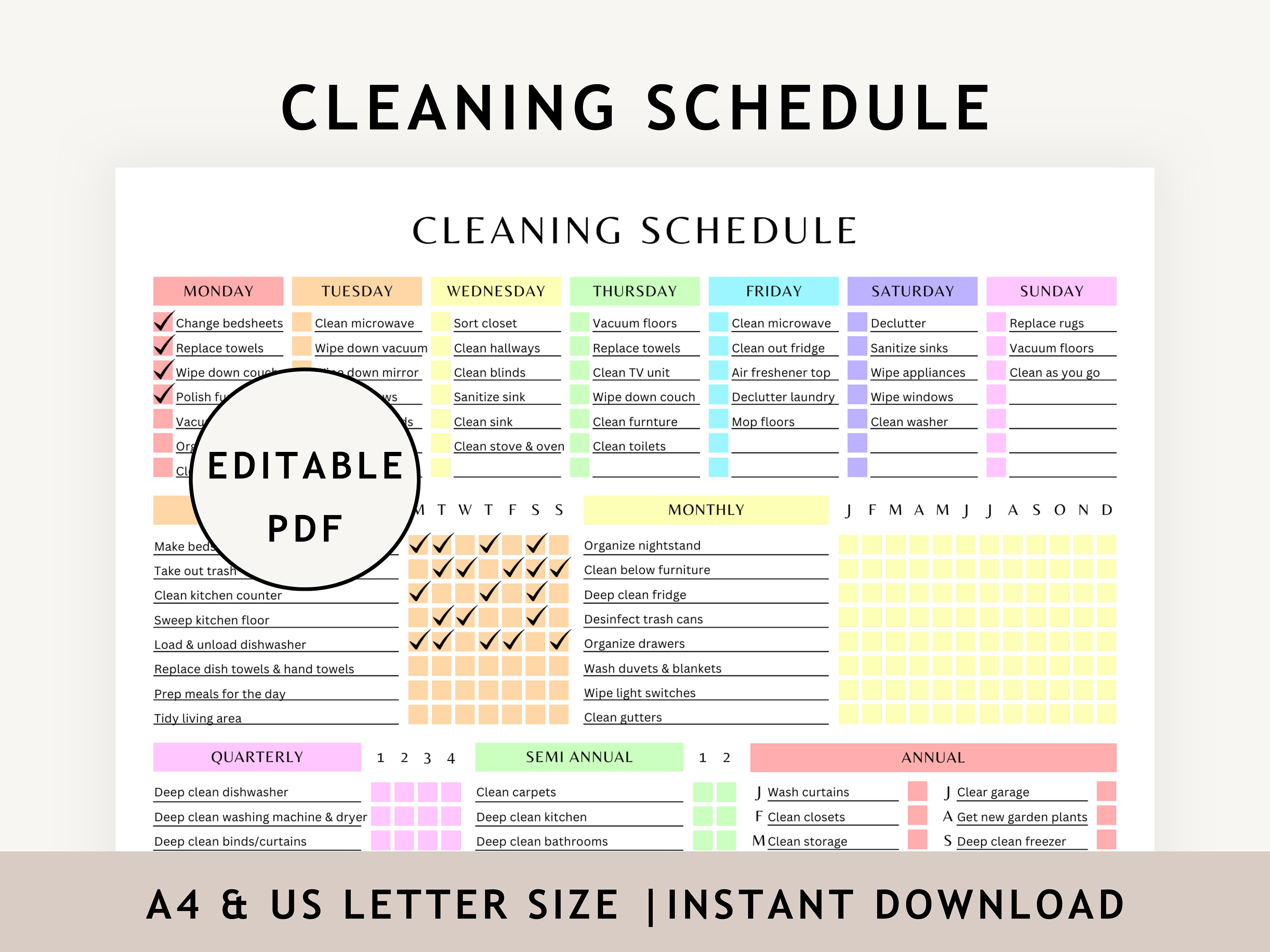 Daily Weekly Monthly Cleaning Schedule, Household Chores List, House ...