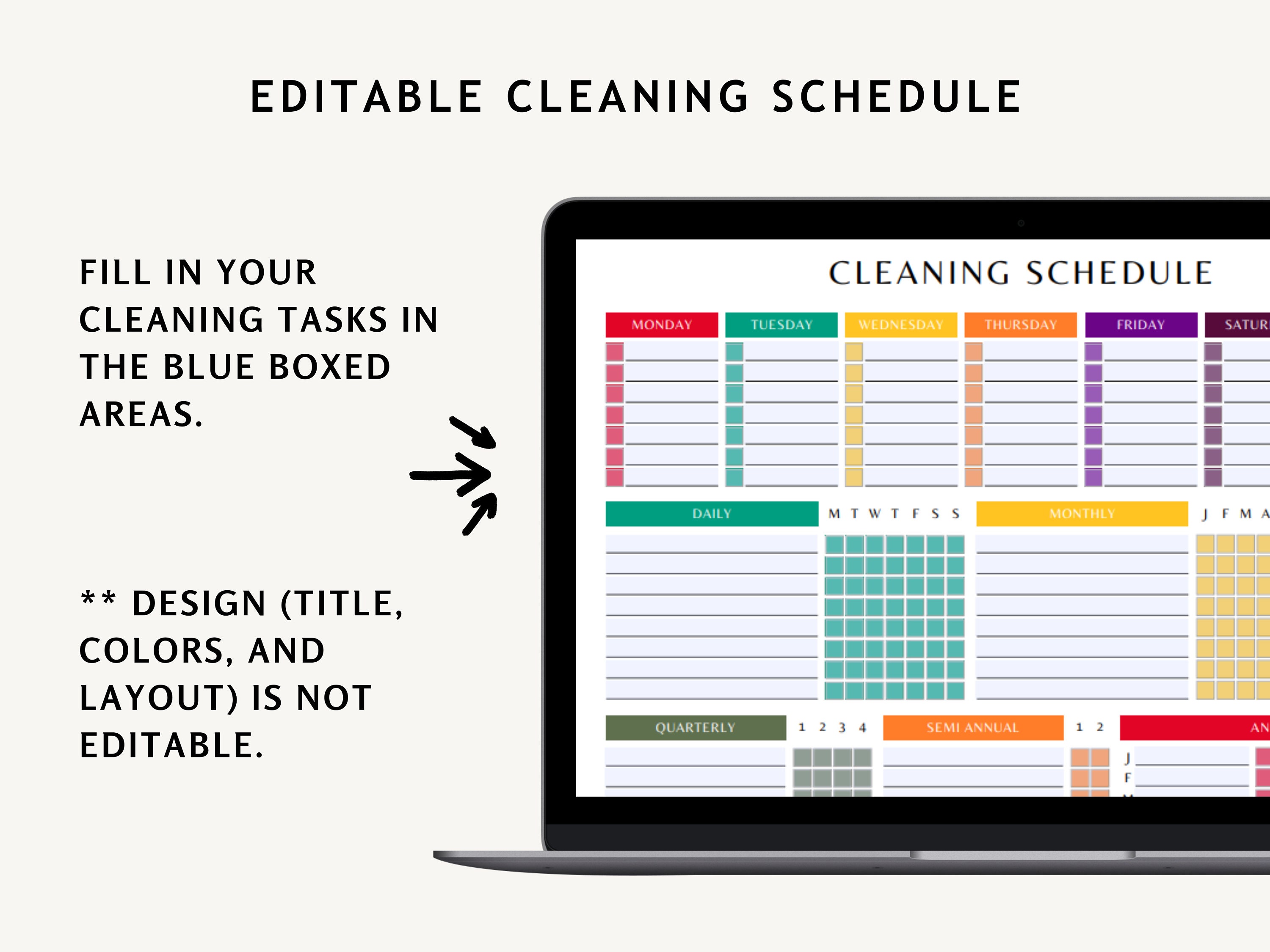 Printable House Cleaning Schedule Editable PDF, Household Chore ...