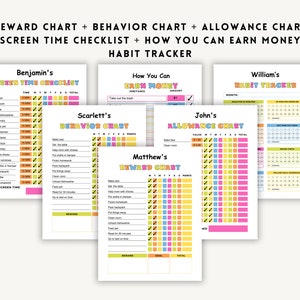 Editable Kids Chore Chart Bundle, Daily Routine Checklist, Reward ...