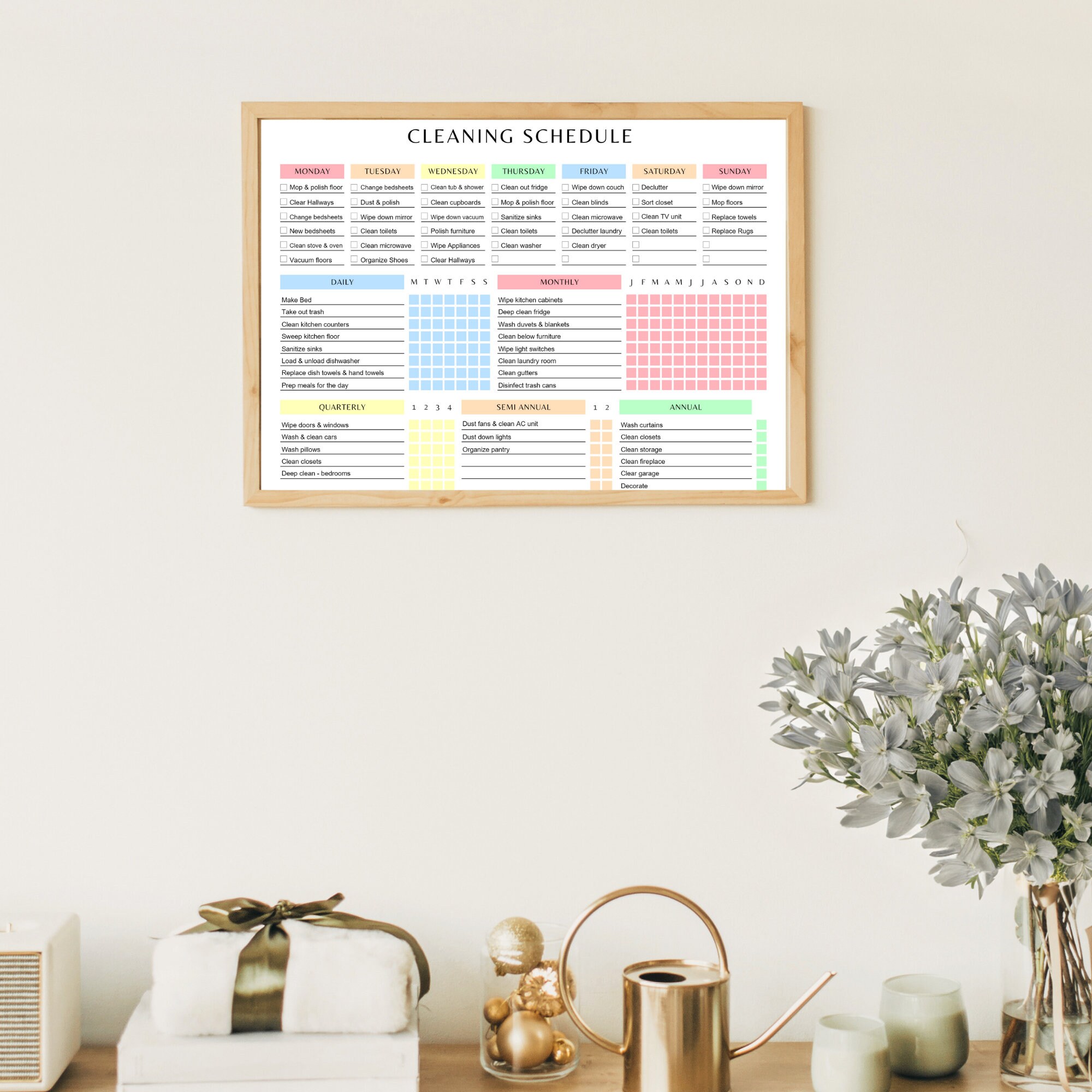 Daily, Weekly, Monthly Cleaning Schedule Printable, EDITABLE Deep Clean ...