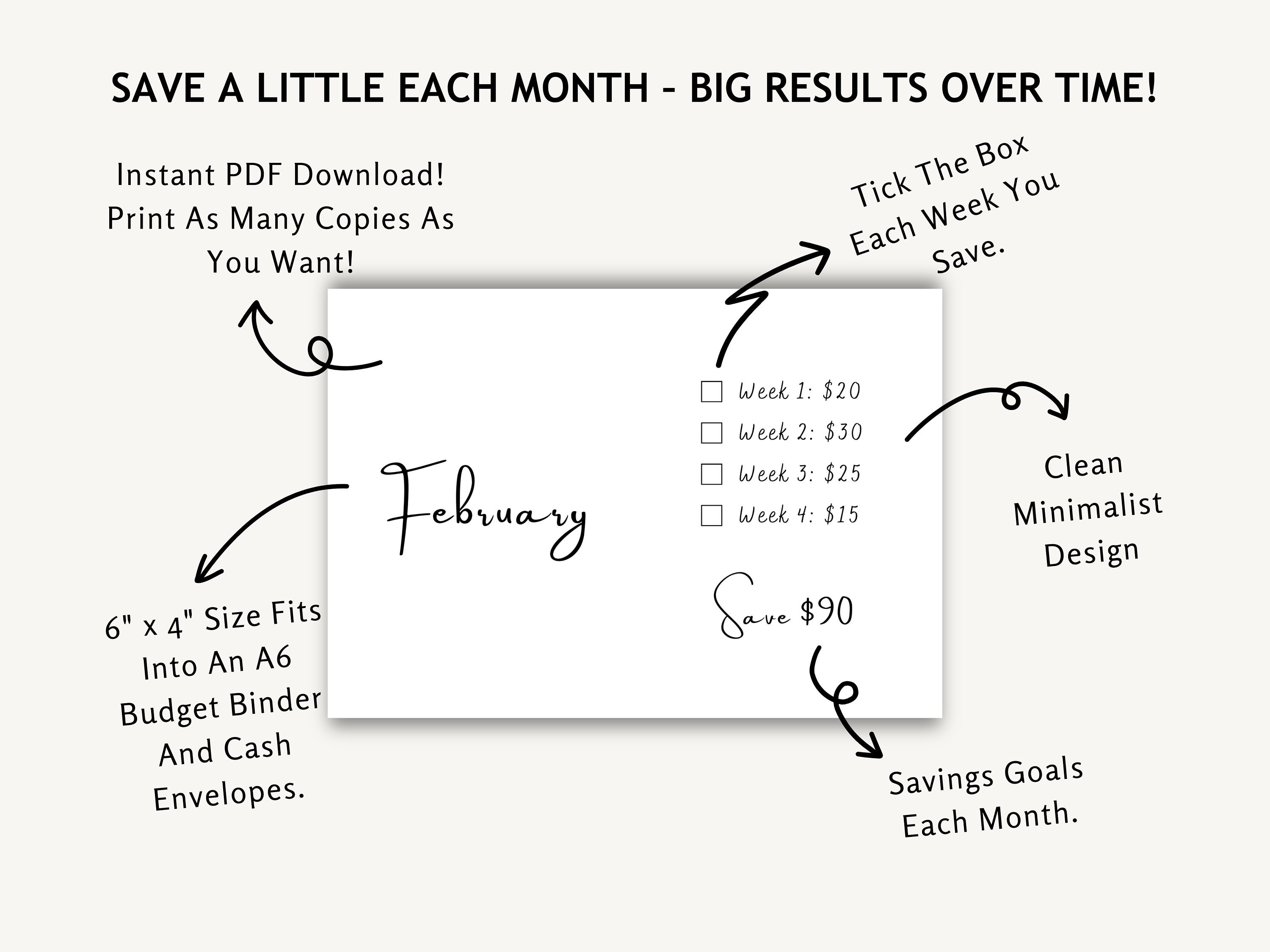Minimalist Low Income Savings Challenge Printable, Save 1000 in a Year ...