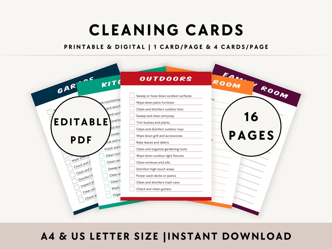 Cleaning Room Checklist Printable, Basic Cleaning Checklist, Editable ...
