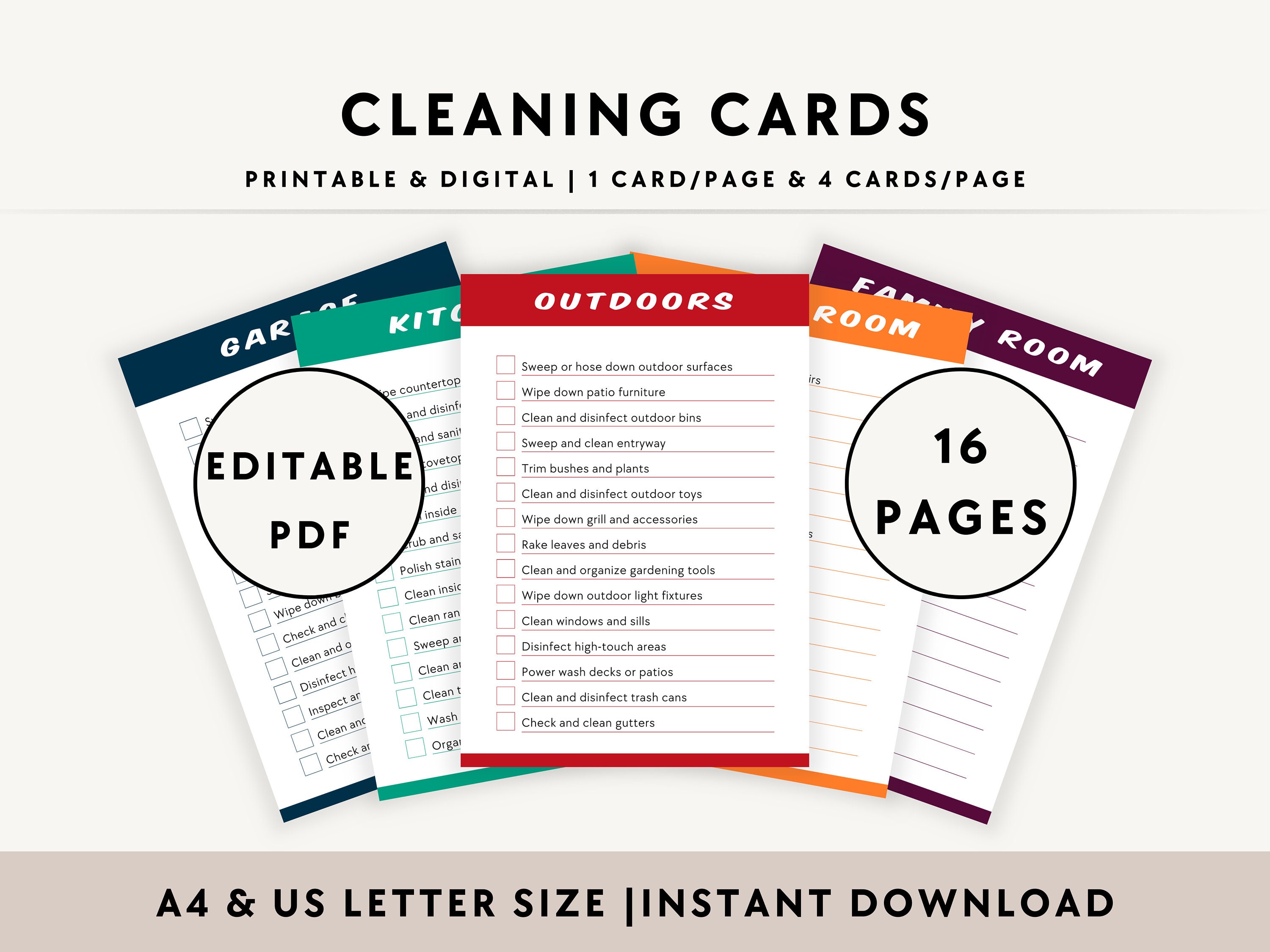 Cleaning Room Checklist Printable, Basic Cleaning Checklist, Editable ...
