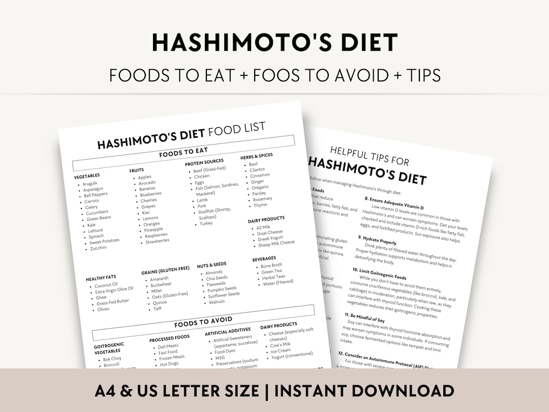 Hashimoto's Diet Food List PDF, Printable Thyroid Healthy Foods ...