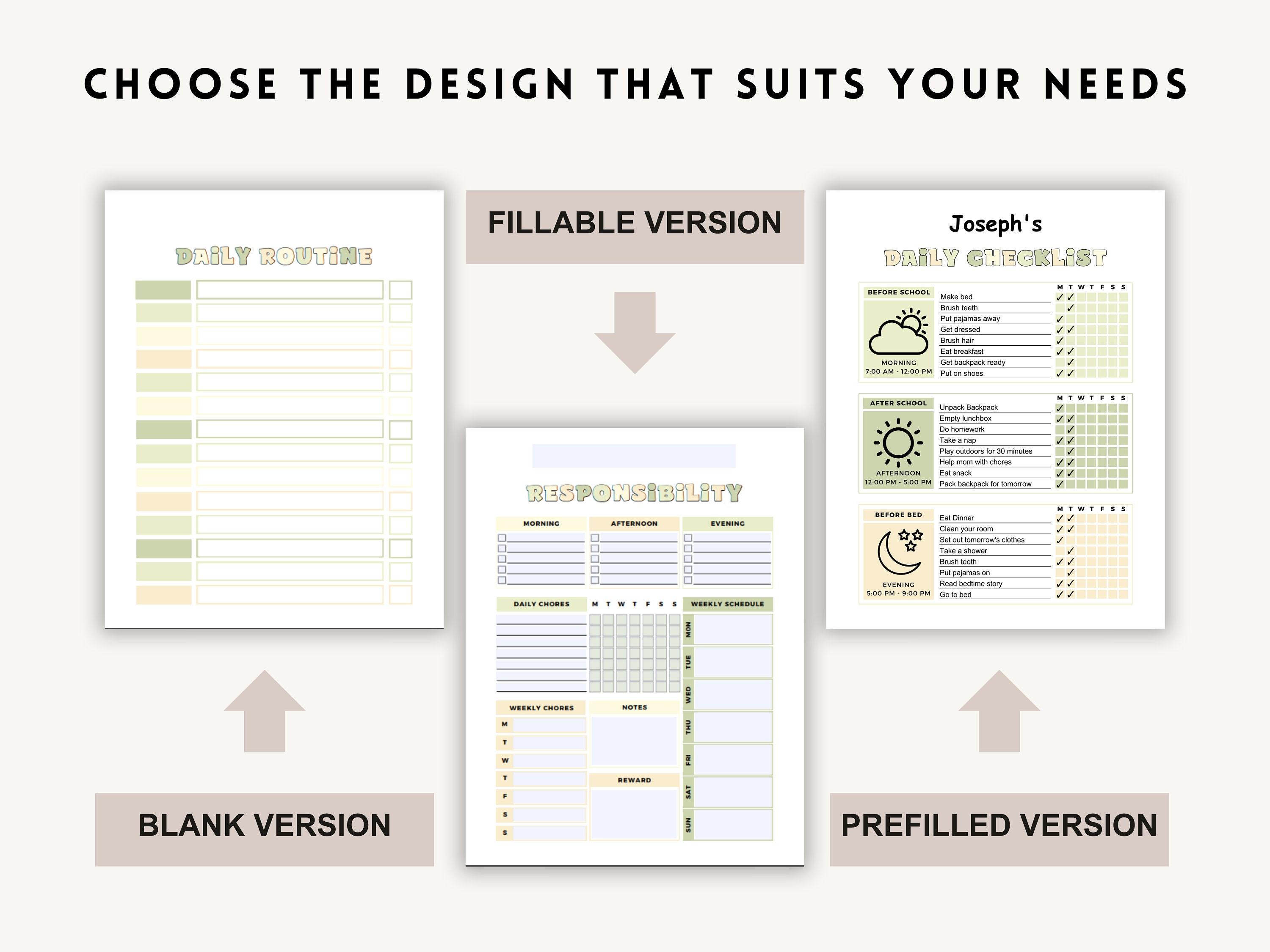 Kids Chore Chart Editable Printable Adhd Daily Weekly Checklist Bundle
